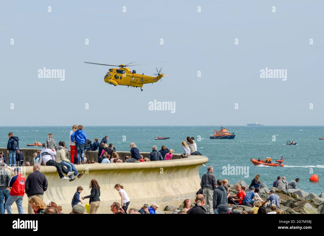 RAF Sea King air sea rescue demonstration off the beach at the ...