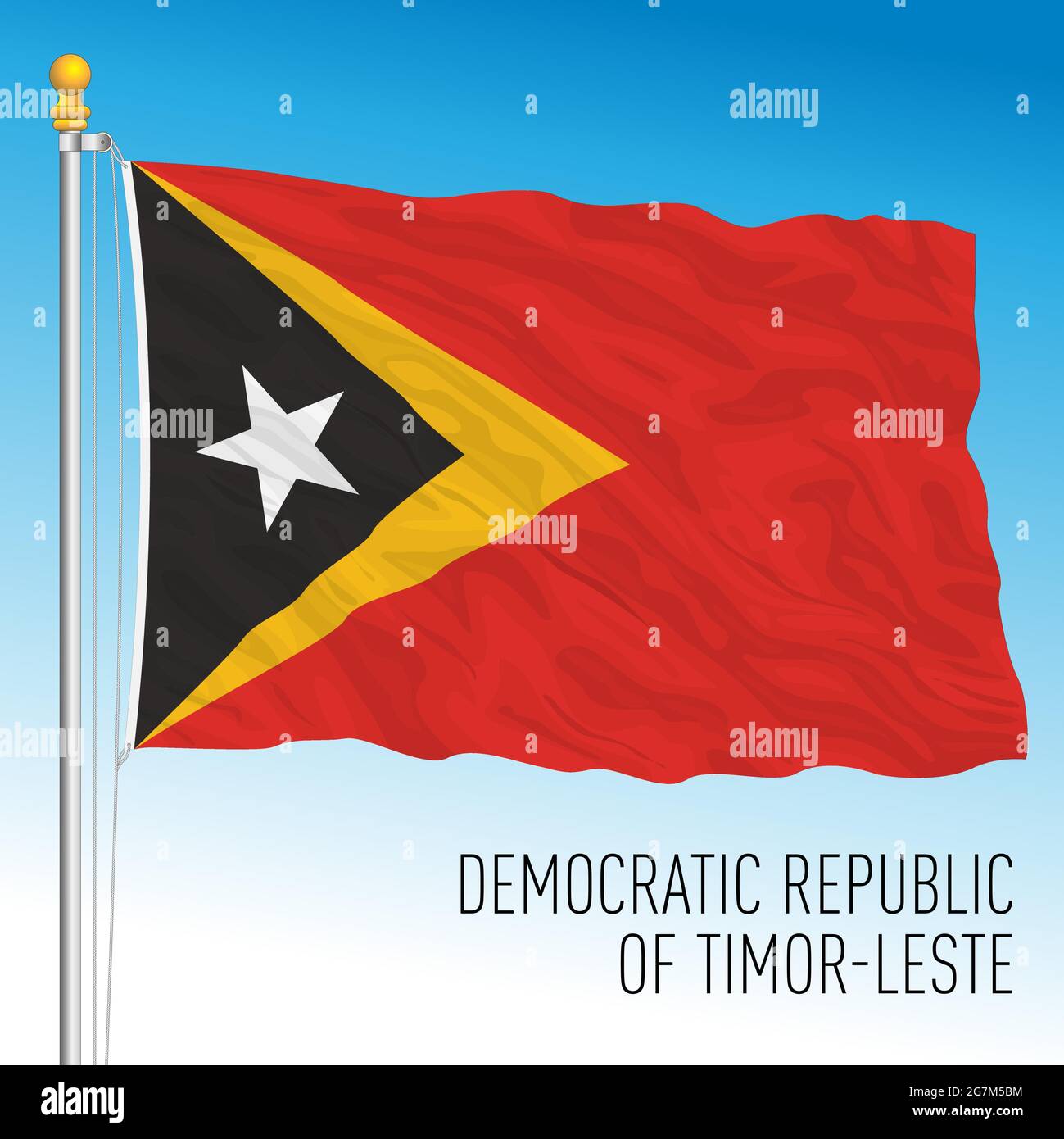 Timor East official national flag, asiatic country, vector illustration ...