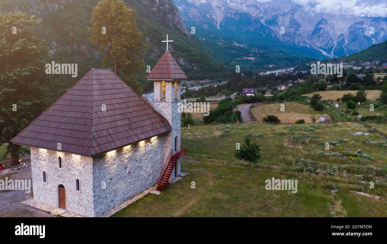 A Catholic Church in the village of Theth in Prokletije in the Acursed ...