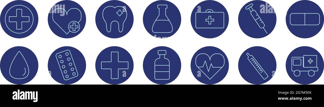 Selection of medical icons on white background - Vector illustration ...