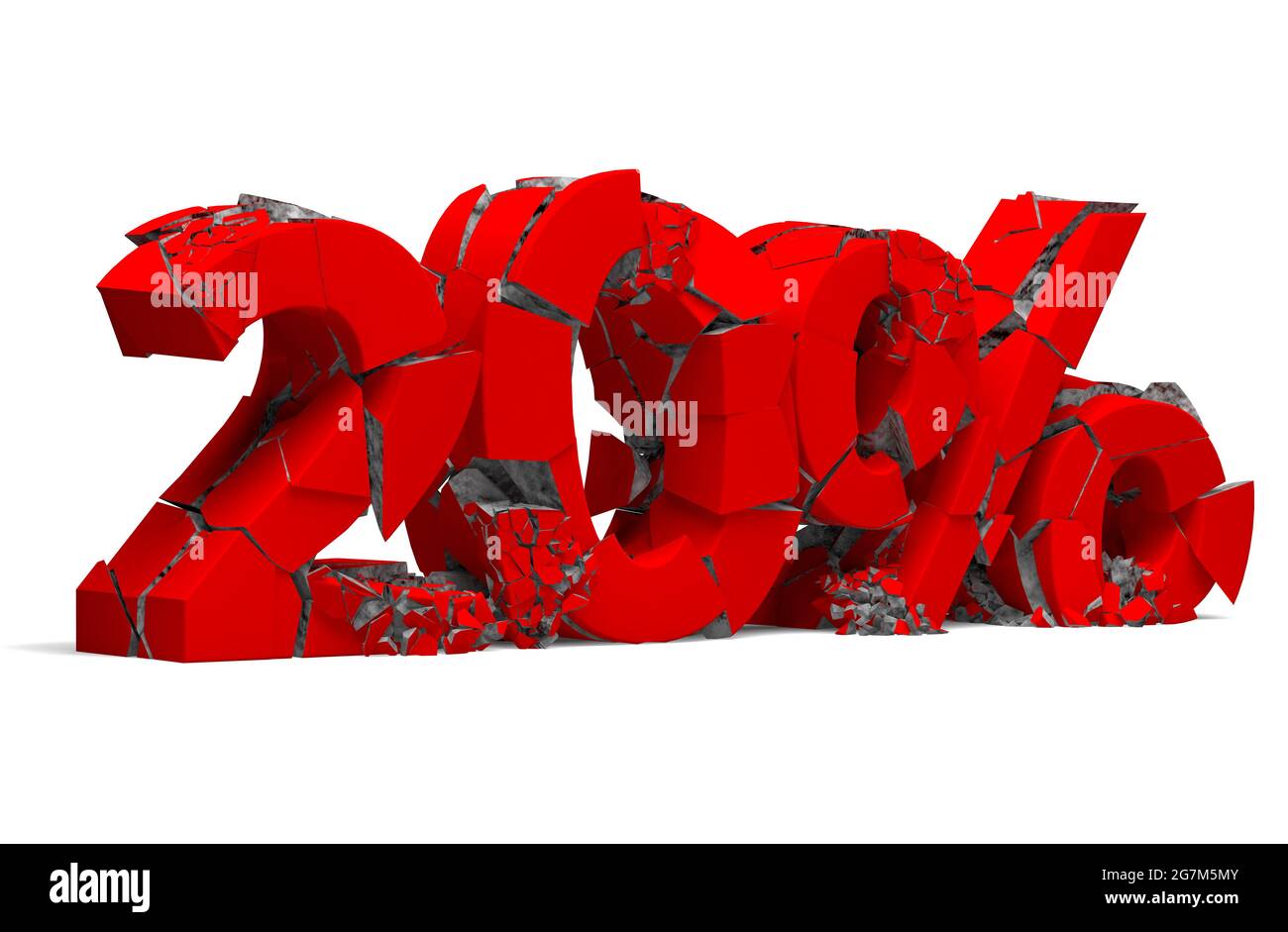 Number 20 in red isolated on white and percentage sign. Breaking prices ...