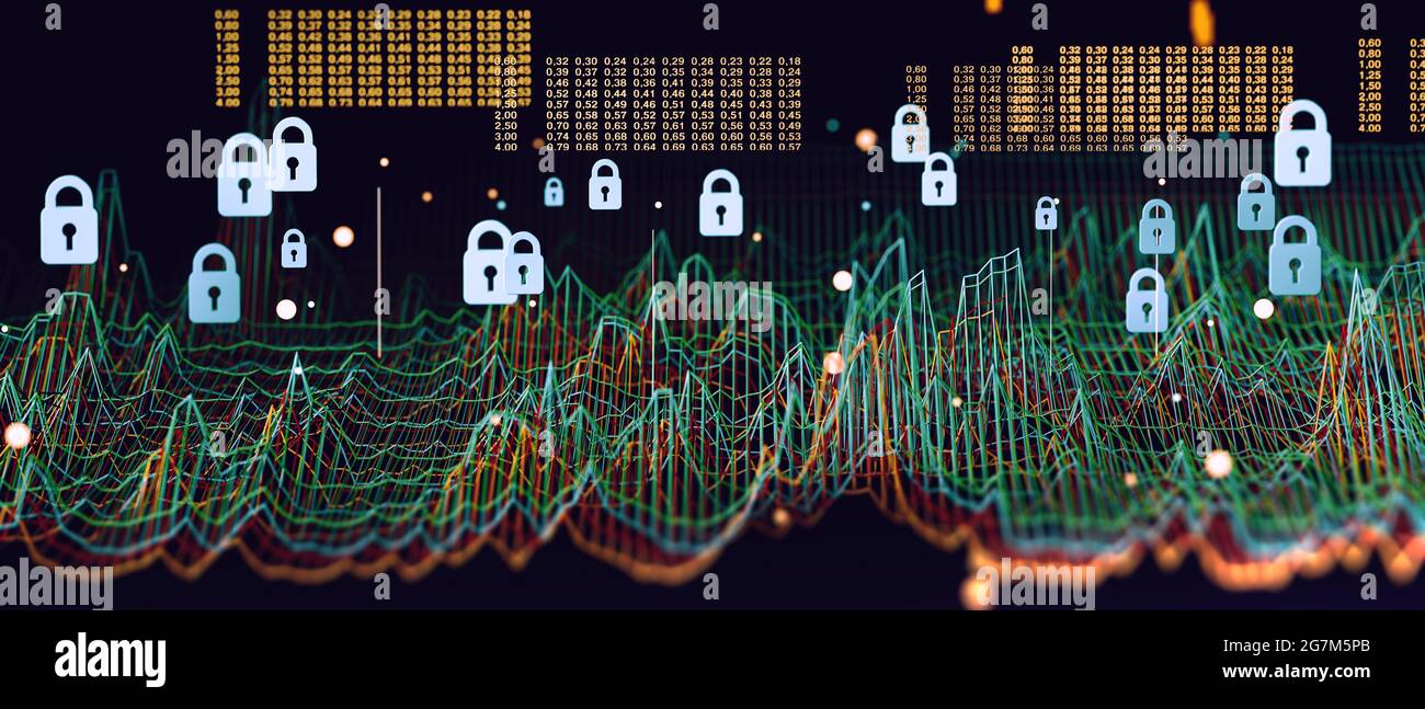 Data volume analysis and computer science industry.3d illustration.Data ...