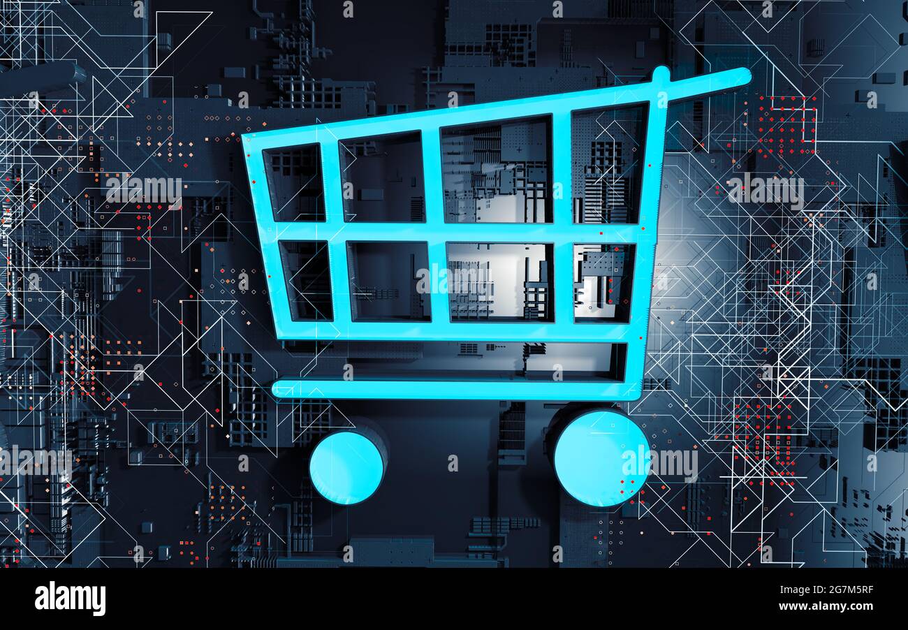 Internet store and digital marketing design.3d illustration.e-commerce ...