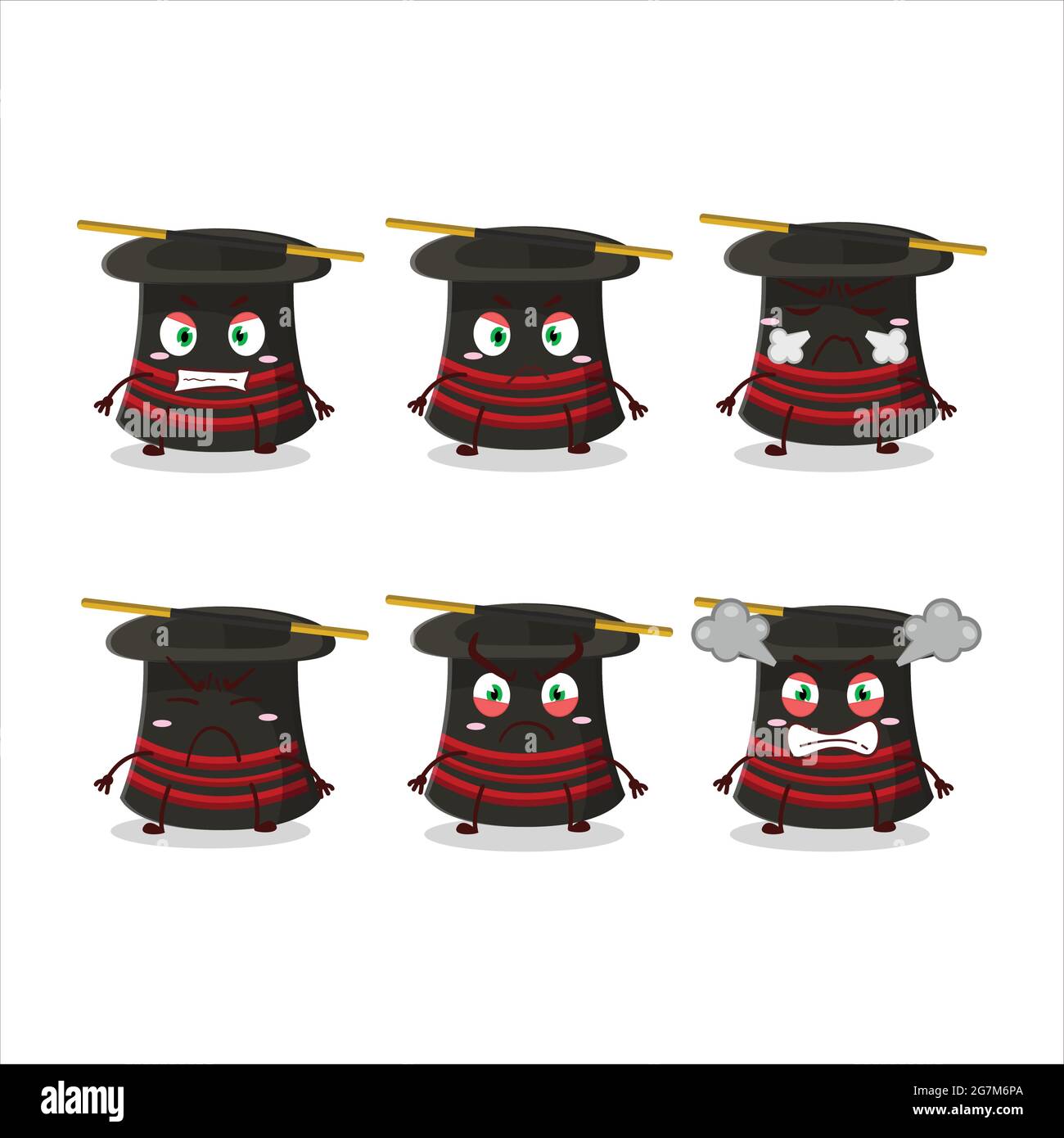 Magician hat cartoon character with various angry expressions. Vector ...