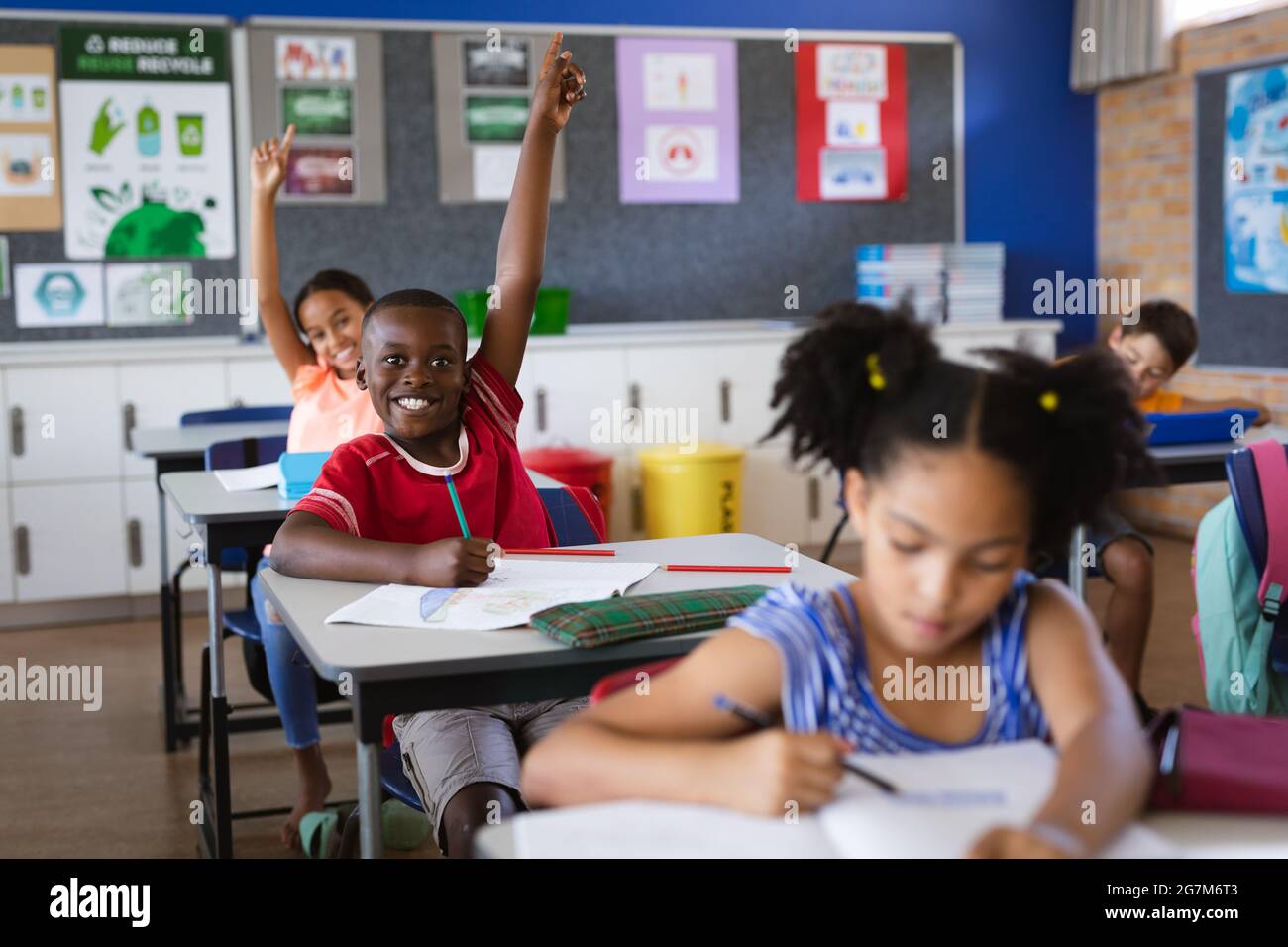 Black Students Raising Their Hands