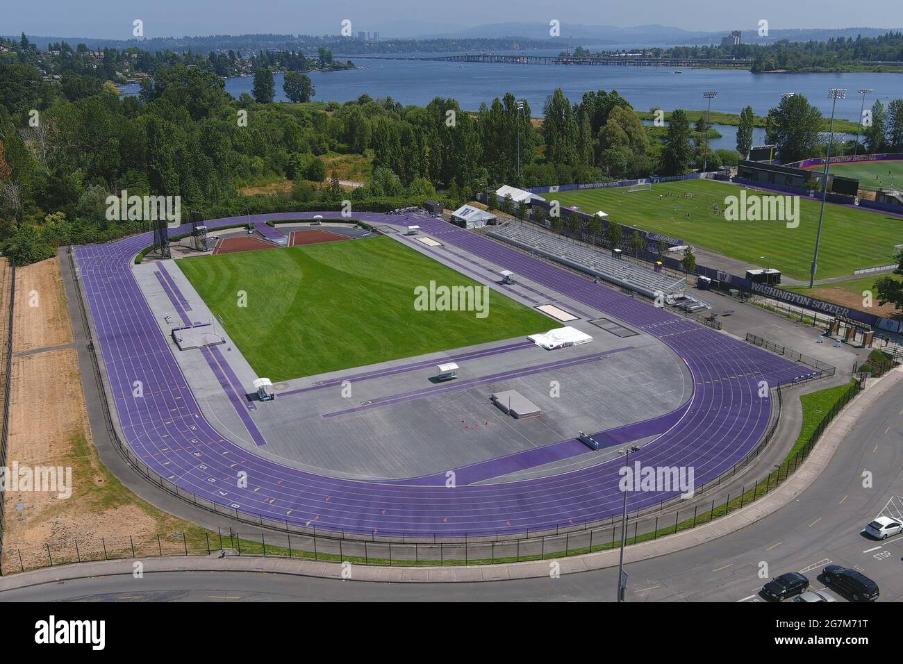 An aerial view of Husky Track on the campus of the University of ...