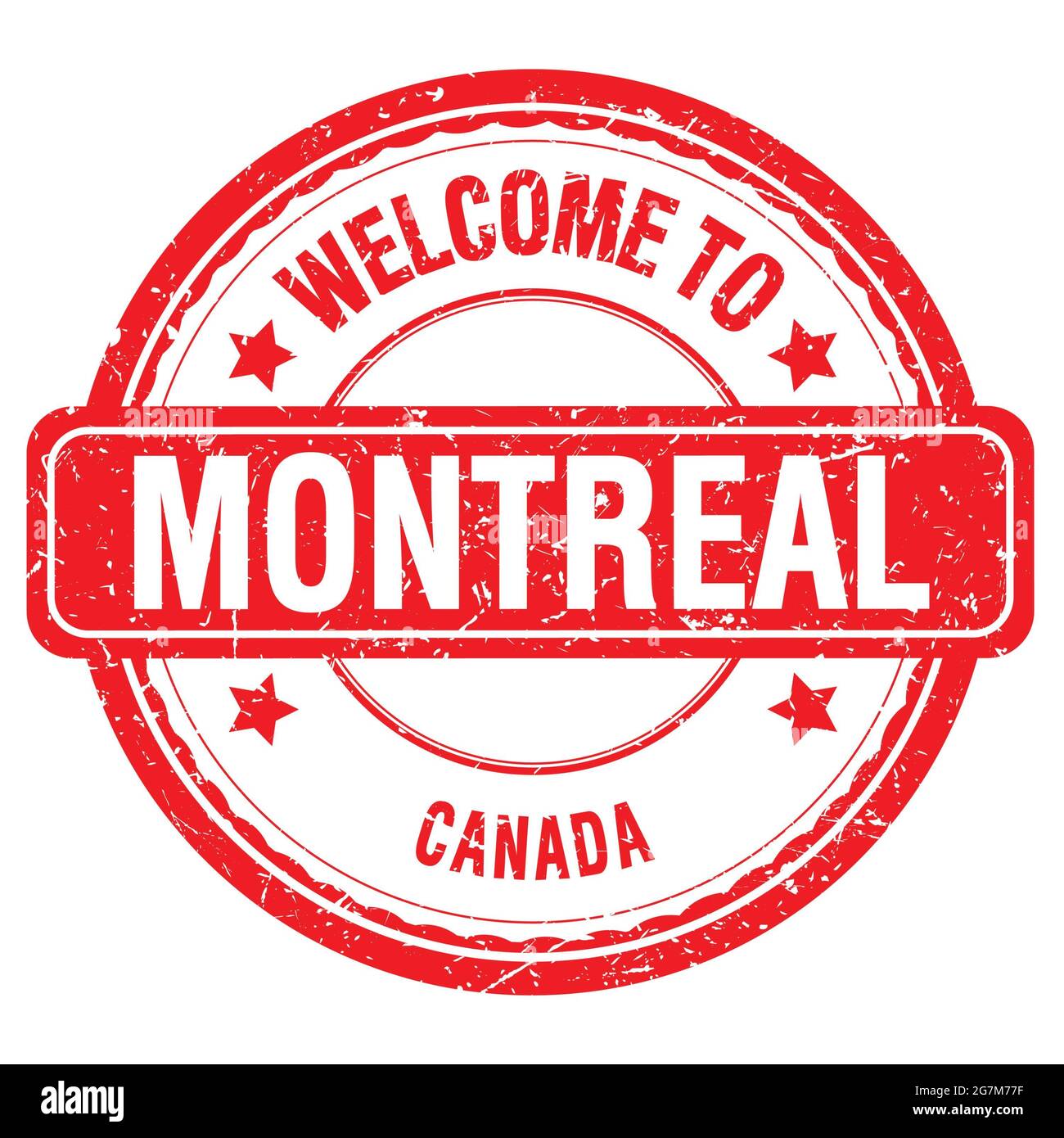 WELCOME TO MONTREAL - CANADA, words written on red grungy stamp Stock ...