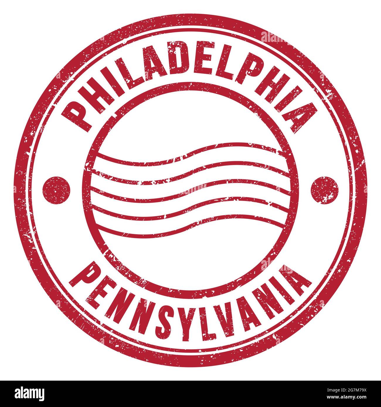PHILADELPHIA - PENNSYLVANIA, words written on red round postal stamp ...