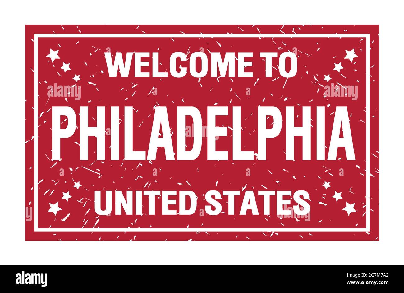 WELCOME TO PHILADELPHIA - UNITED STATES, words written on red rectangle ...