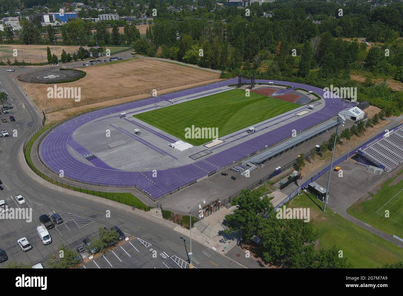 An aerial view of Husky Track on the campus of the University of ...