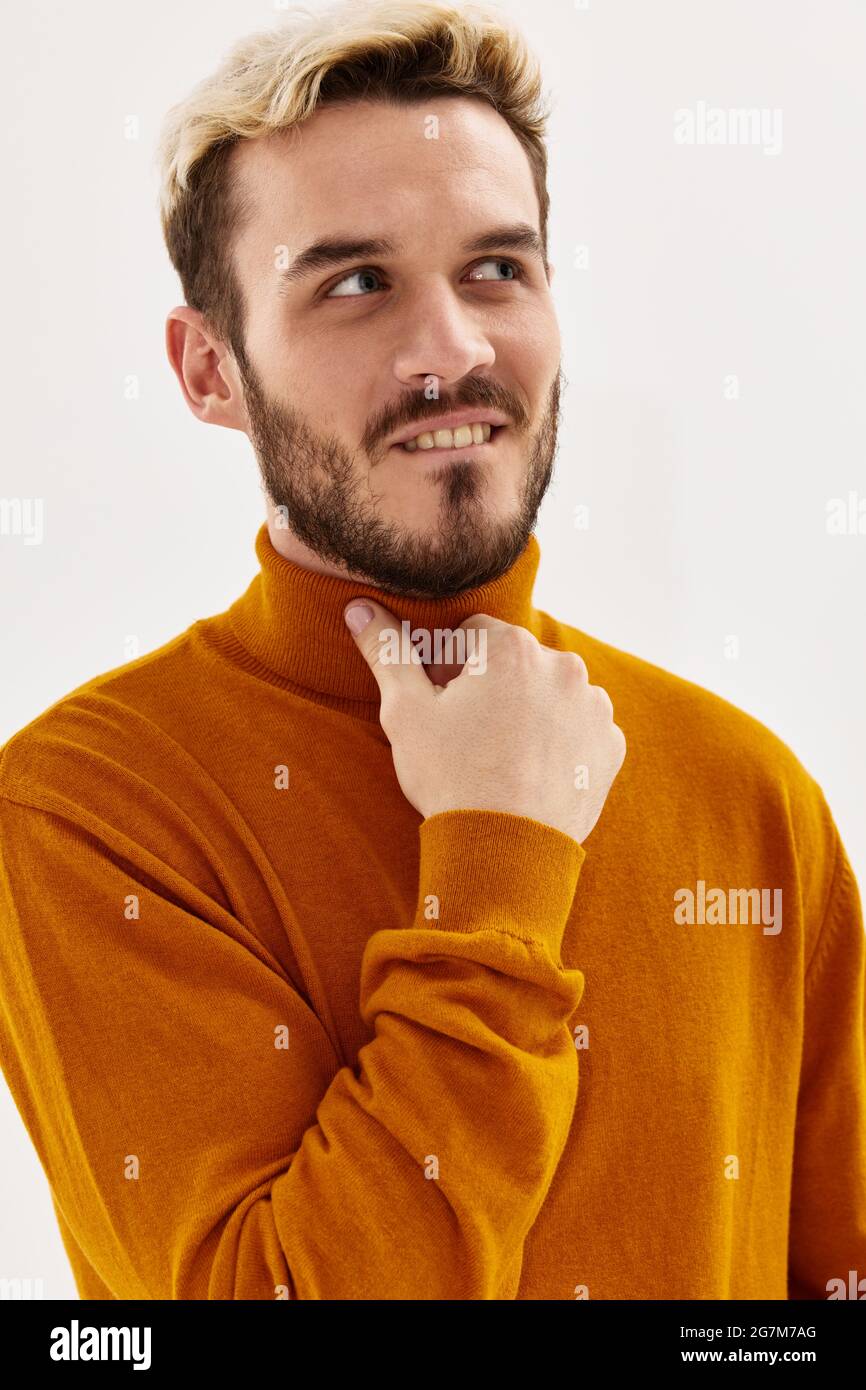 man hand on face emotion fashion cropped view Stock Photo - Alamy