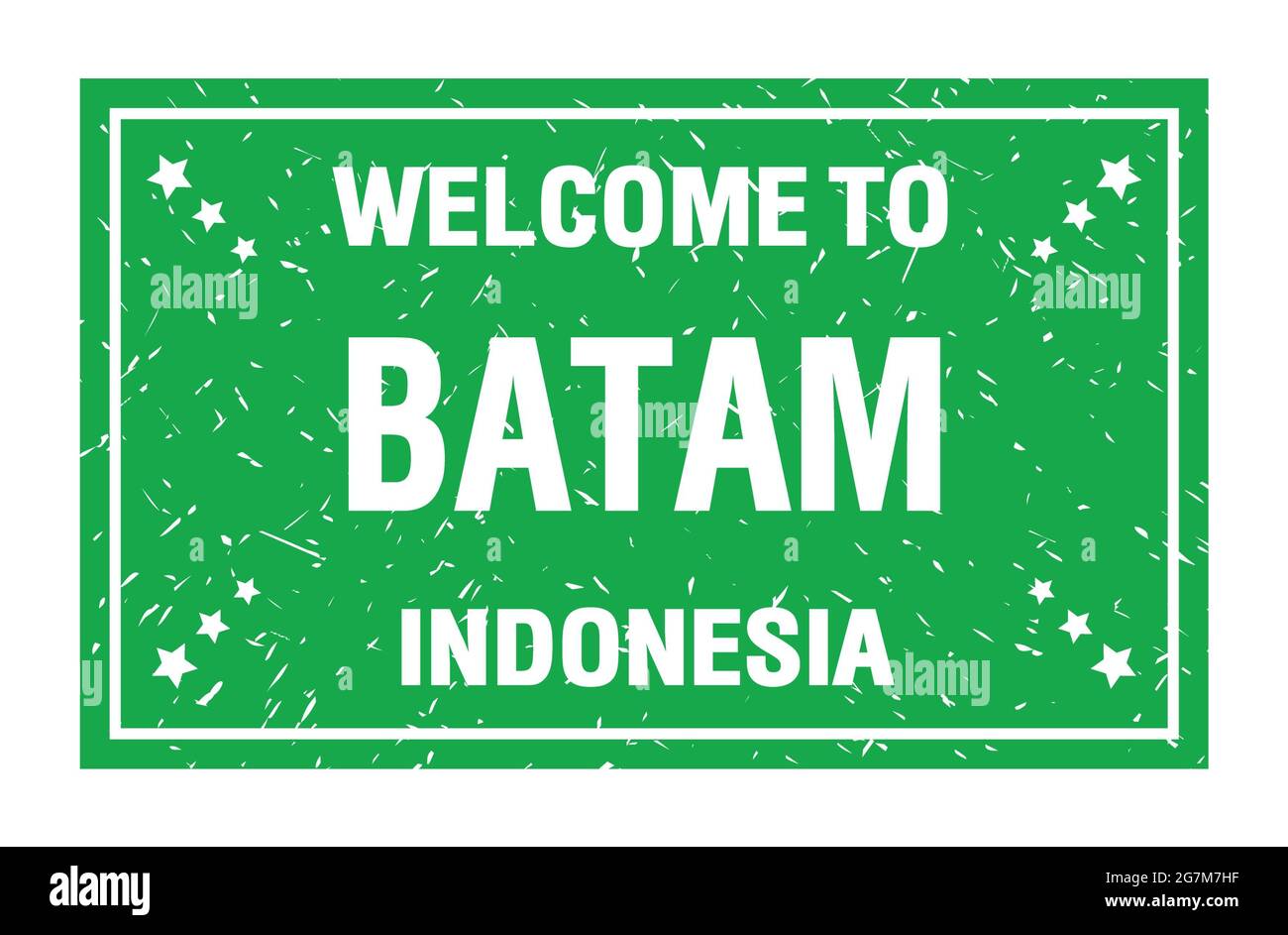 WELCOME TO BATAM - INDONESIA, words written on green rectangle flag ...