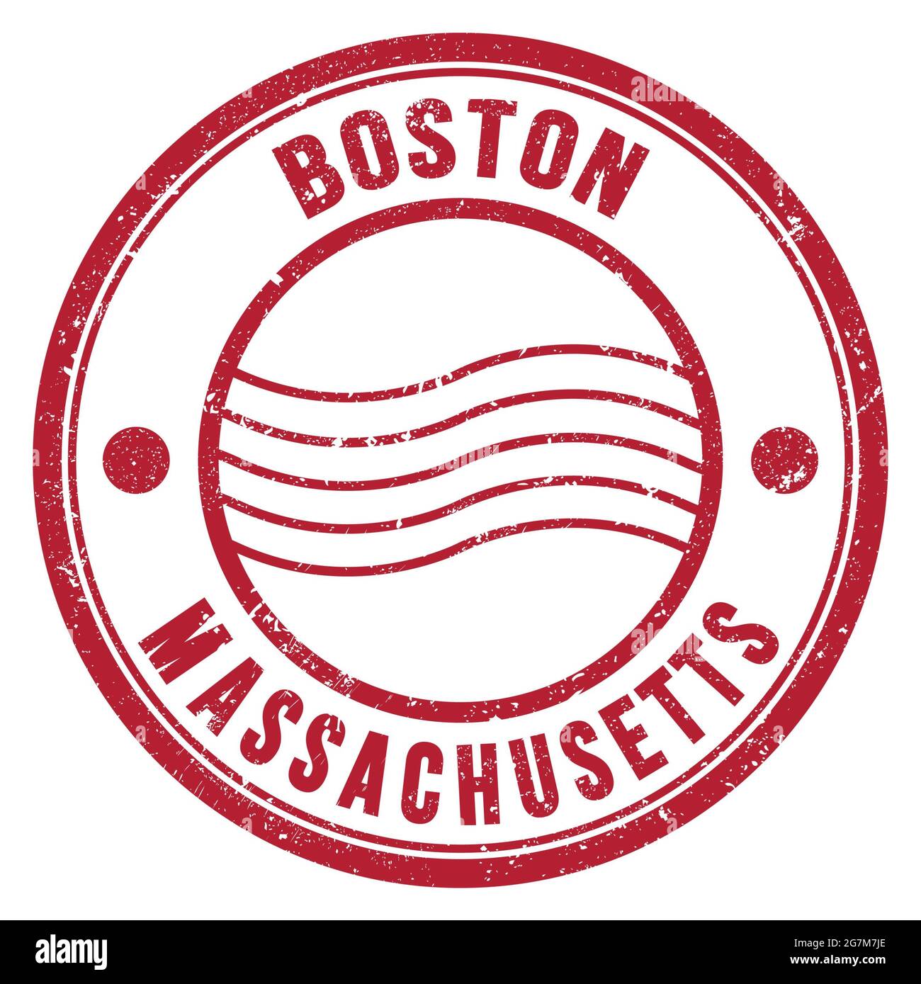 BOSTON - MASSACHUSETTS, words written on red round postal stamp Stock ...