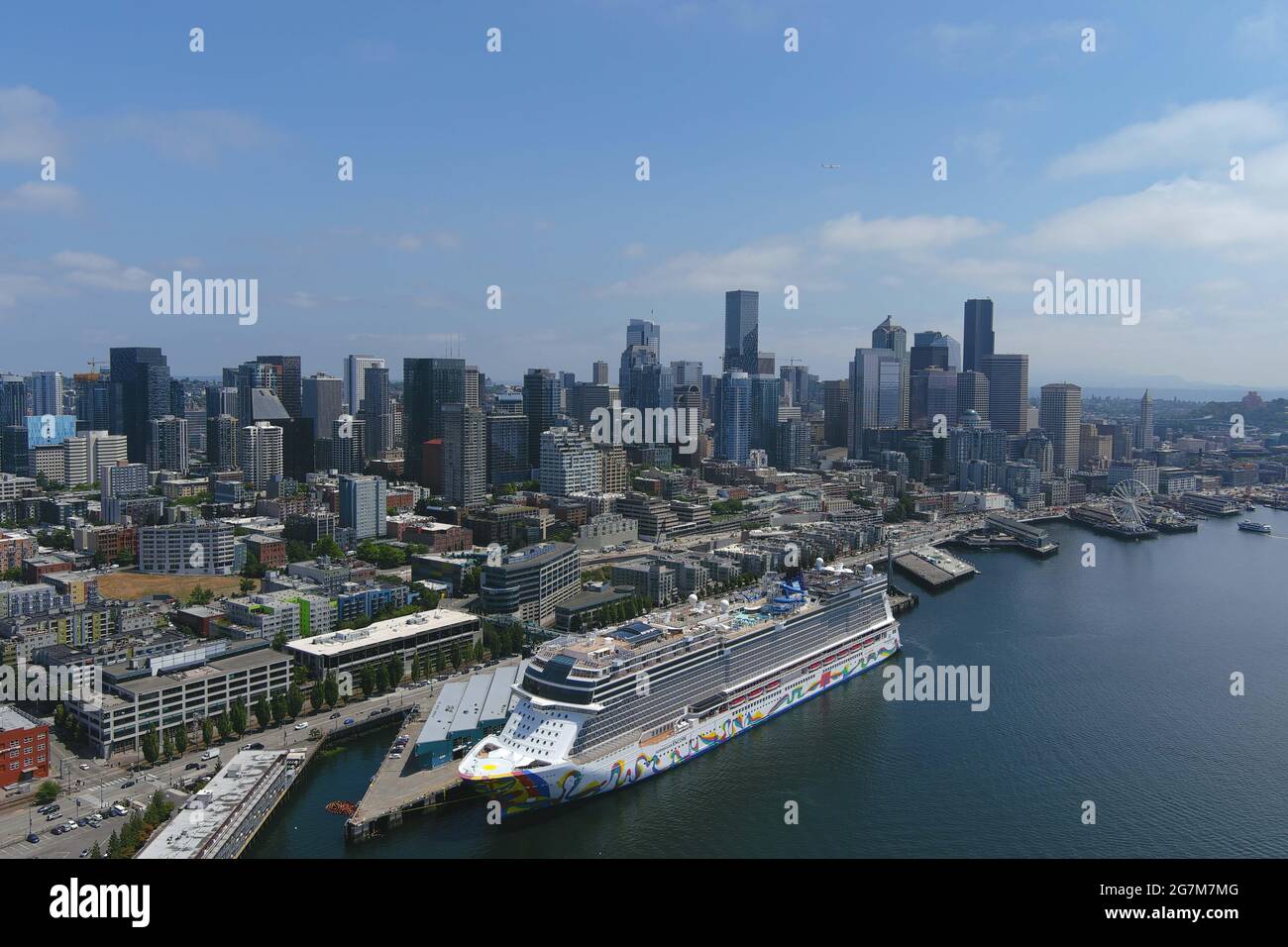 An aerial view of the downtown Seattle skyline, Wednesday, July 15 ...