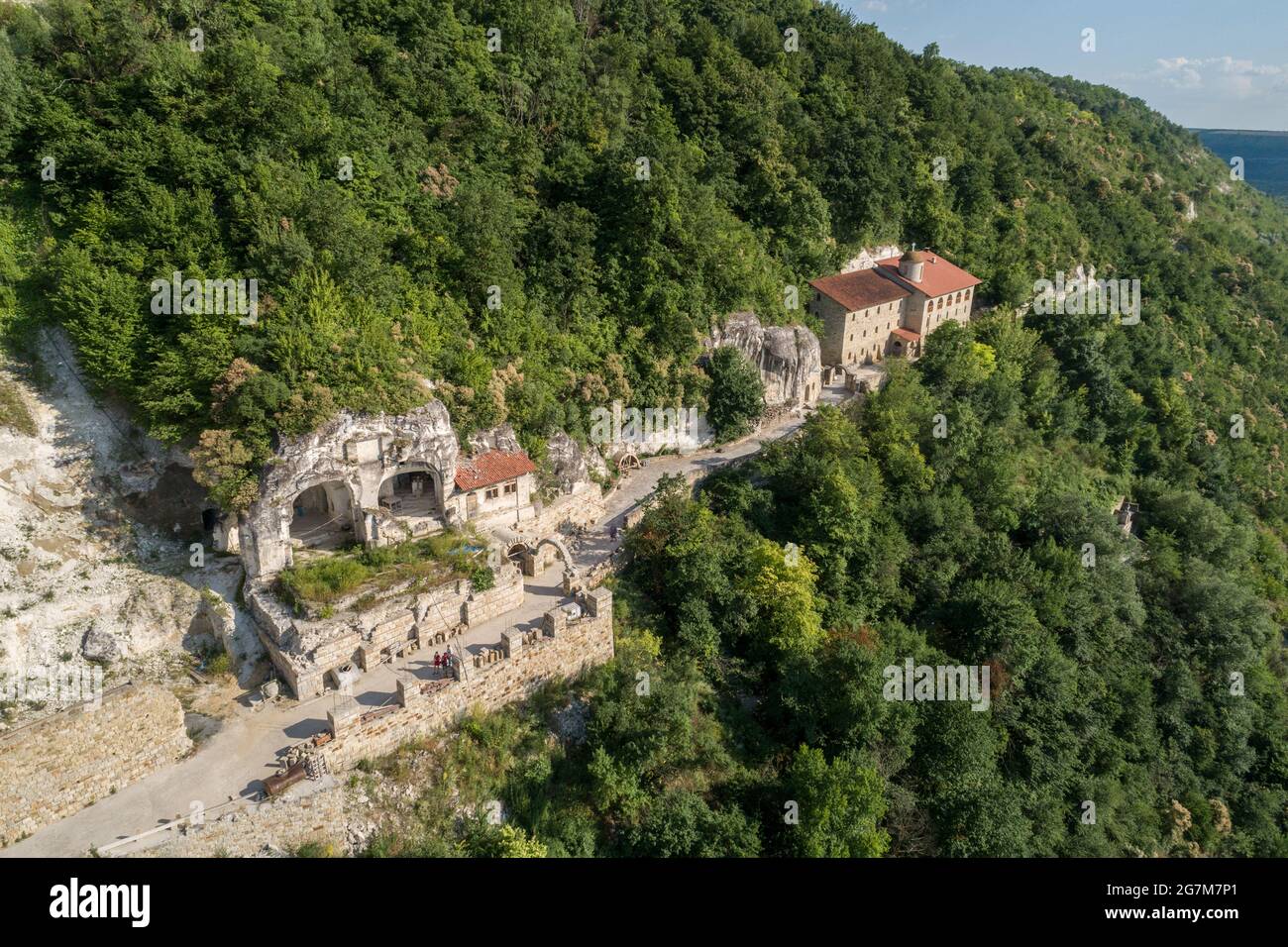 Aerial view of Lyadova christian orthodox monastery in Lyadova village ...