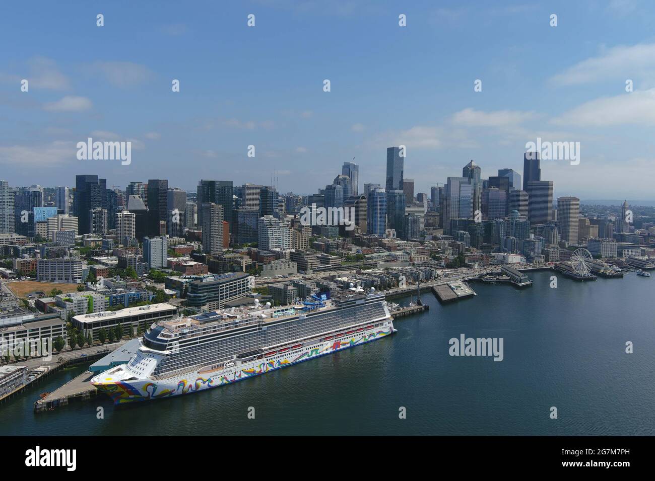 An aerial view of the downtown Seattle skyline, Wednesday, July 15 ...