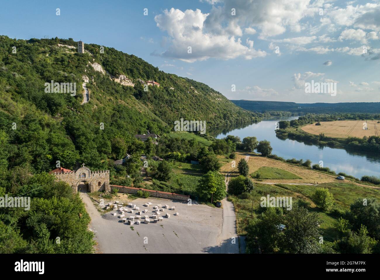 Aerial view of Lyadova christian orthodox monastery in Lyadova village ...