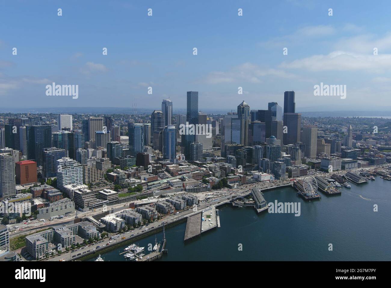 An aerial view of the downtown Seattle skyline, Wednesday, July 15 ...