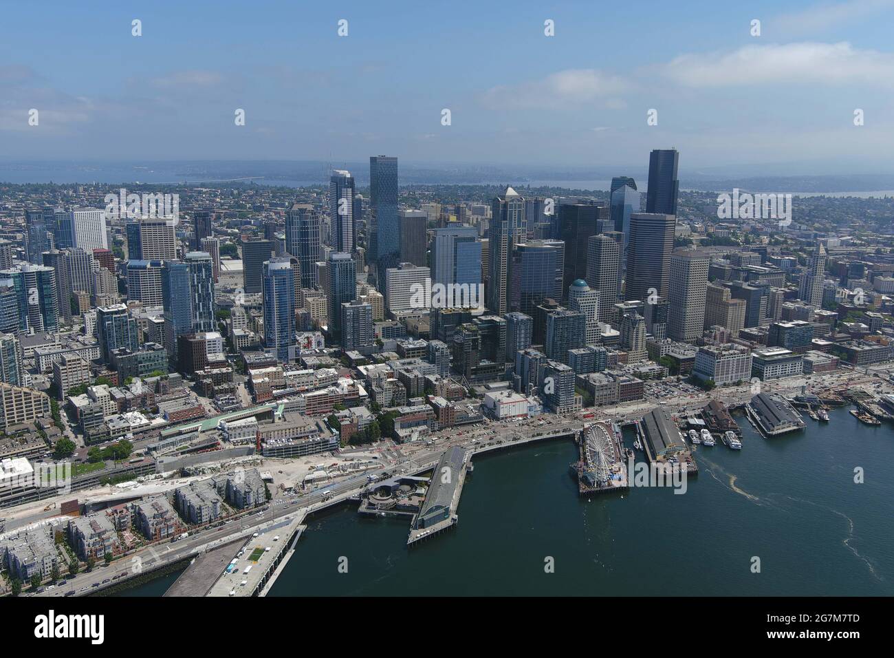 An aerial view of the downtown Seattle skyline, Wednesday, July 15 ...