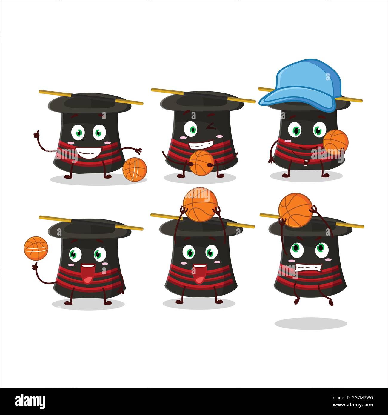 Talented magician hat cartoon character as a basketball athlete. Vector ...