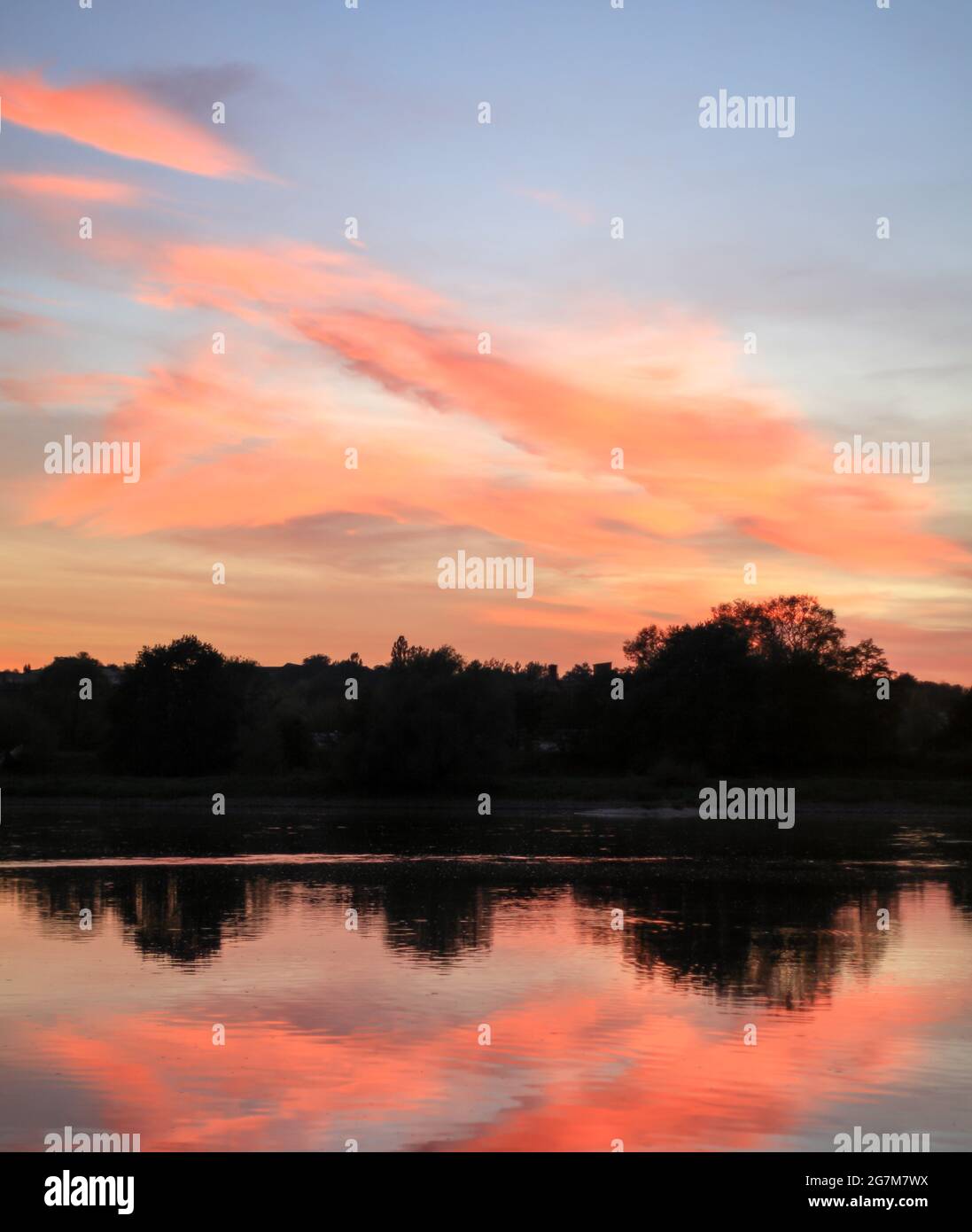 River Oder at pink sunset Stock Photo - Alamy
