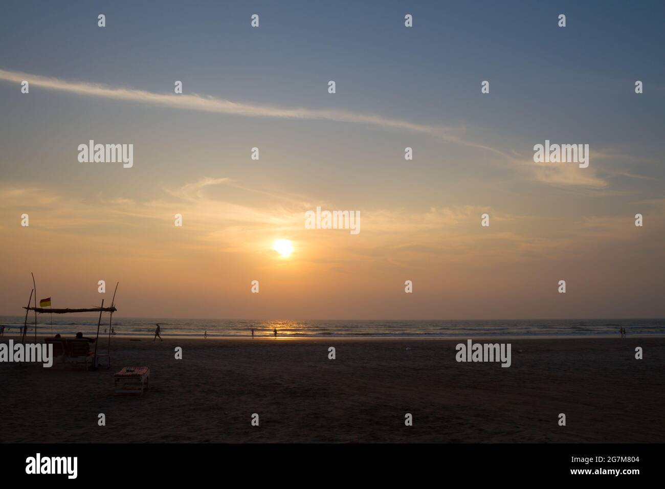 Calm beach in Goa, western India during a beautiful suns Stock Photo ...