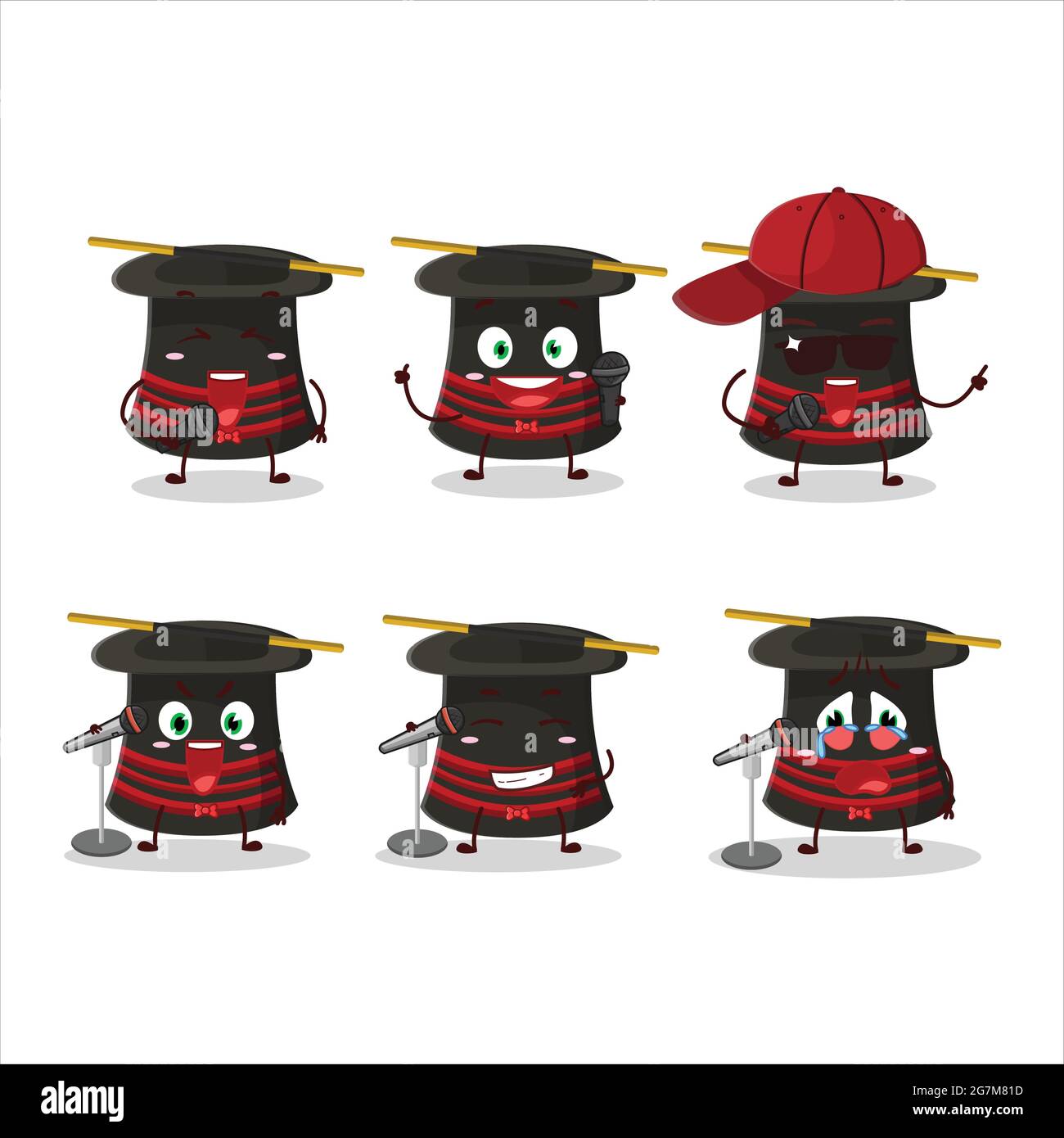 A Cute Cartoon design concept of magician hat singing a famous song ...