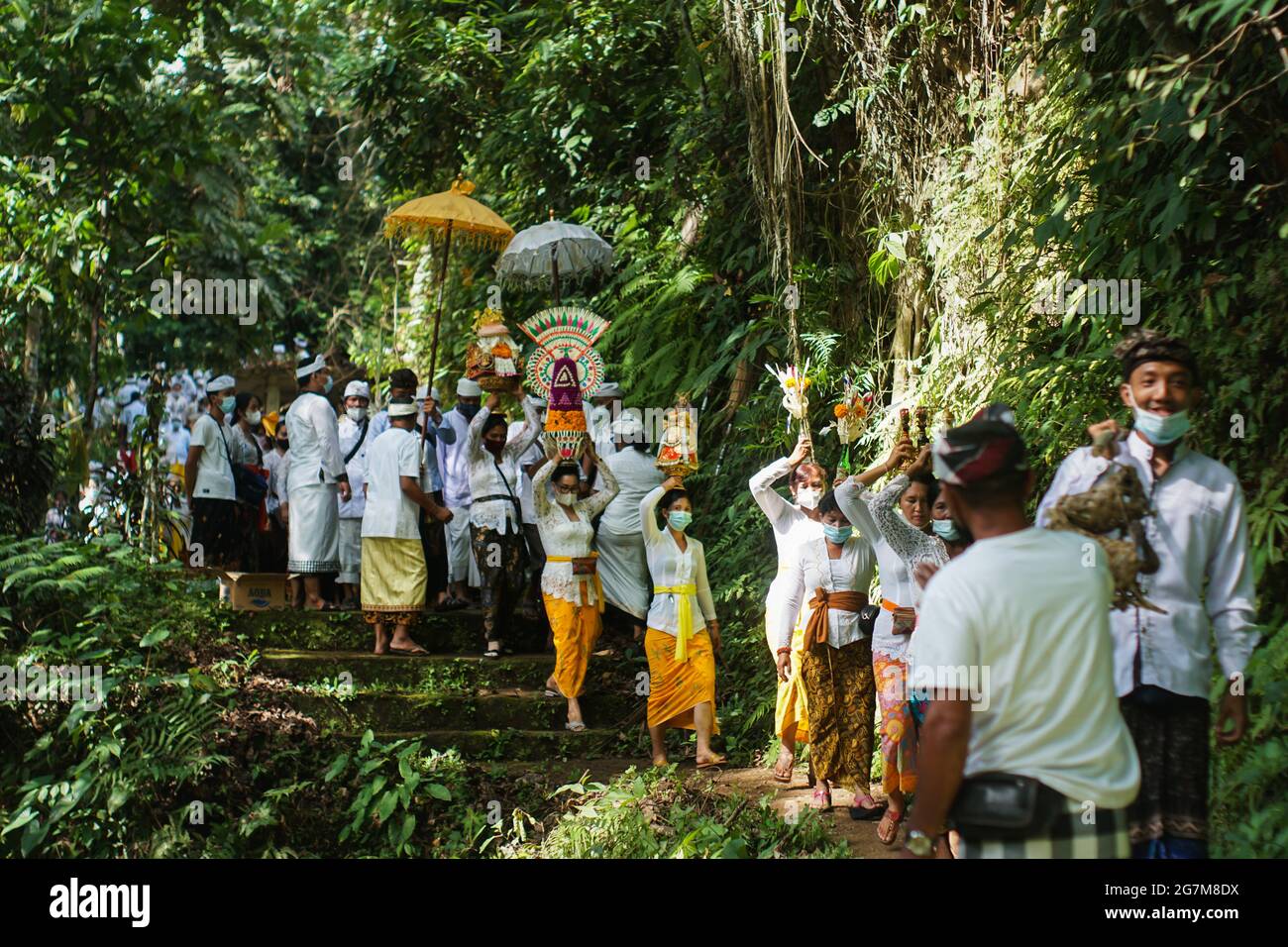 GIANYAR,BALI-MAY 11 2021: Balinese Hindu community is holding a ...