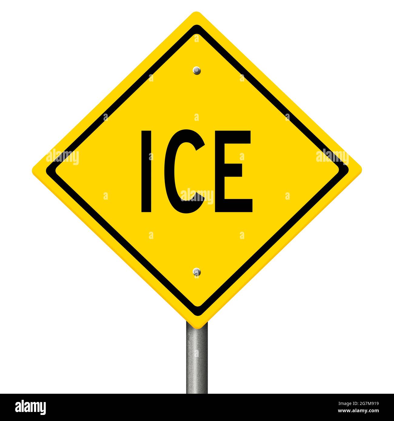 Rendering of a yellow highway sign ICE Stock Photo - Alamy