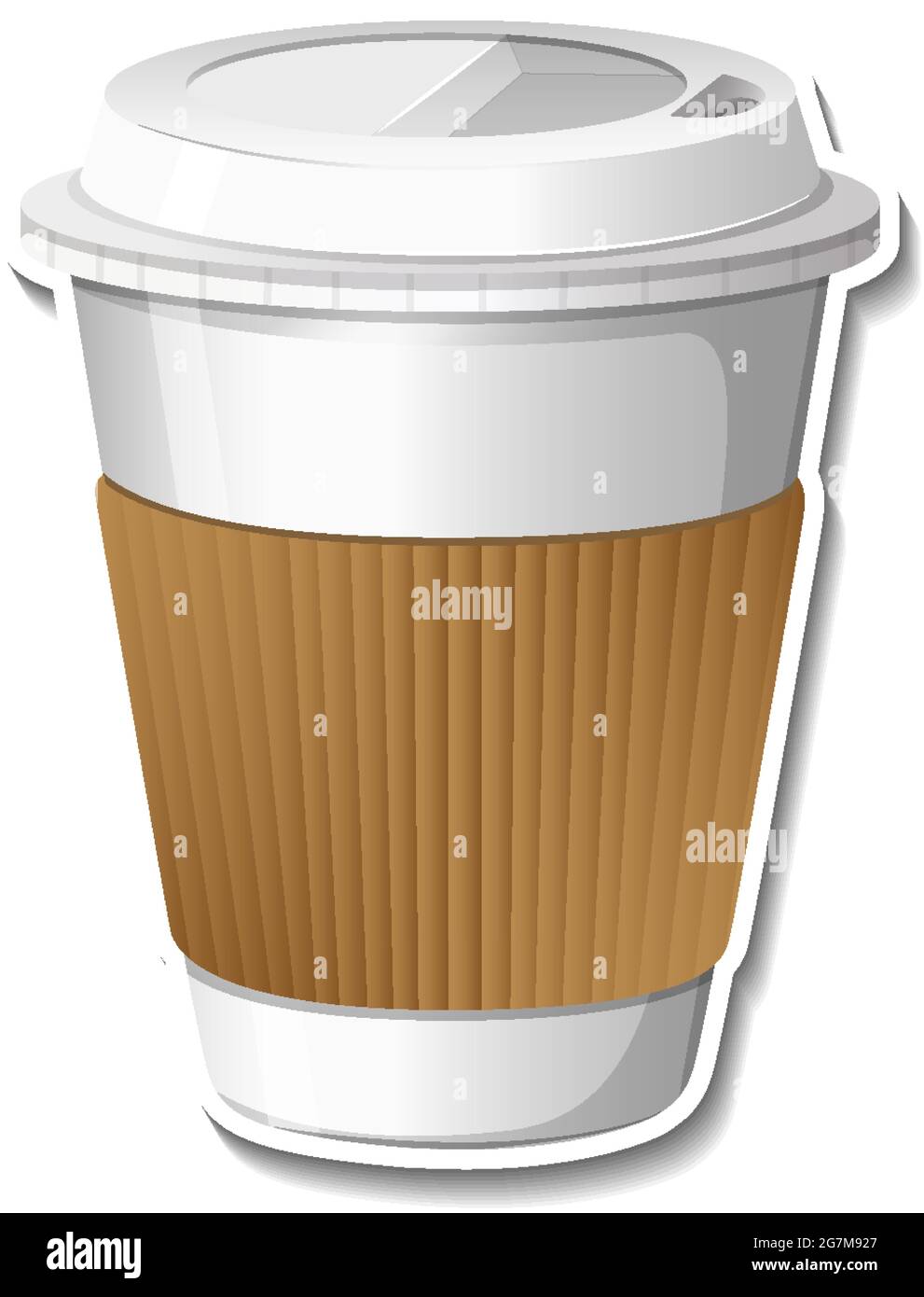 Paper cup for hot drink sticker on white background illustration Stock ...