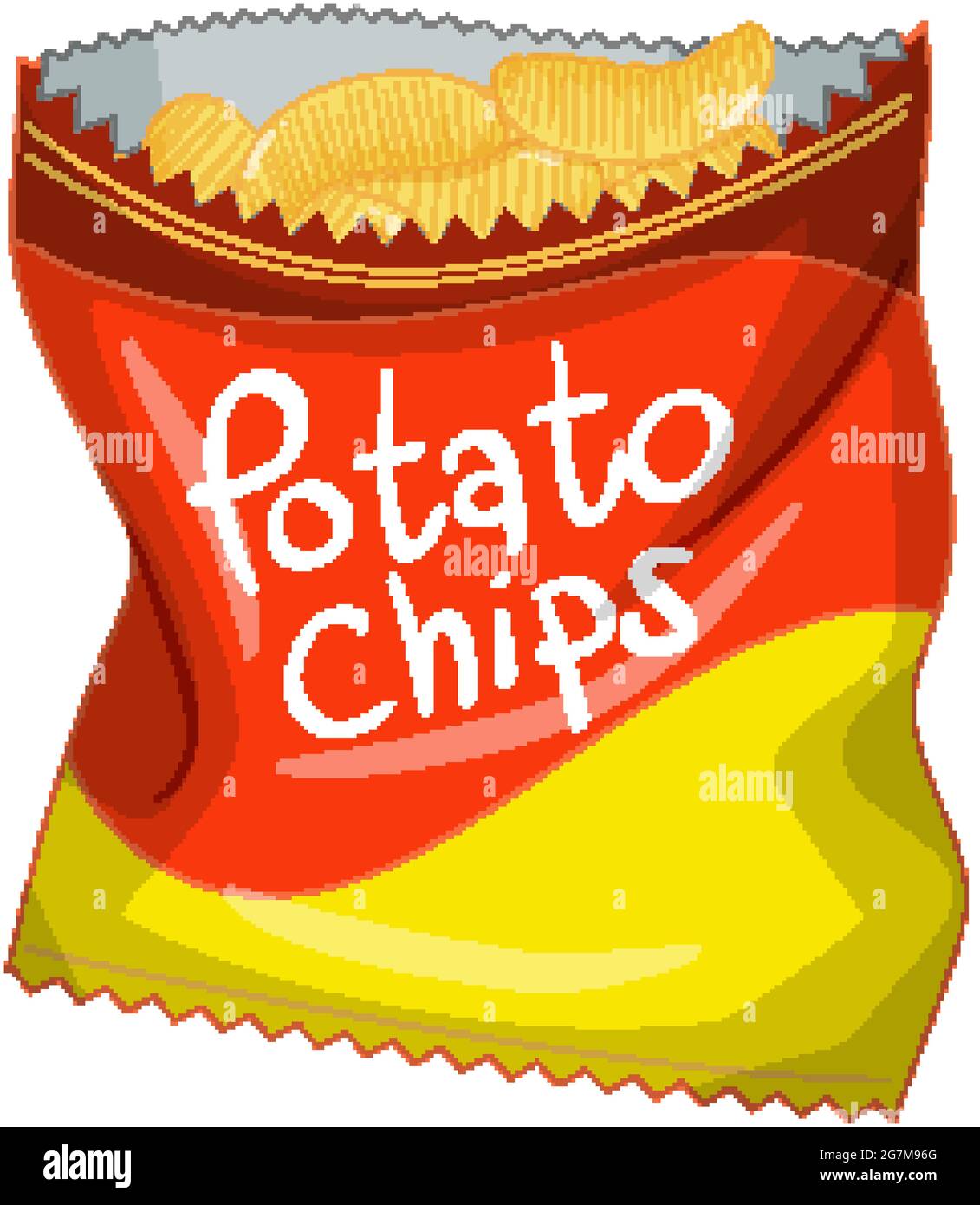 Opened pack of Potato chips isolated illustration Stock Vector Image ...