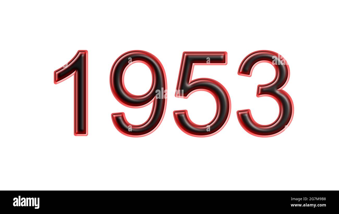 red 1953 number 3d effect white background Stock Photo - Alamy