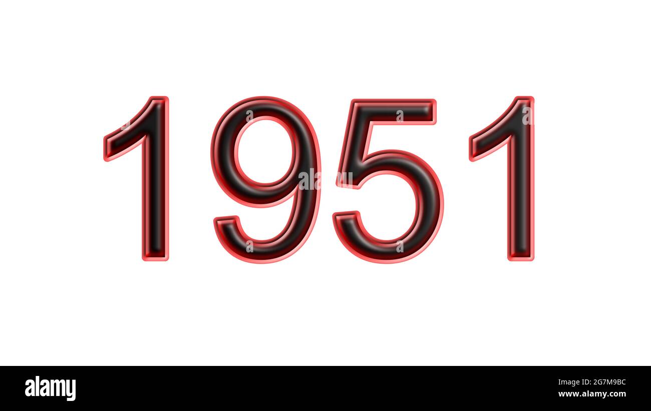 red 1951 number 3d effect white background Stock Photo - Alamy