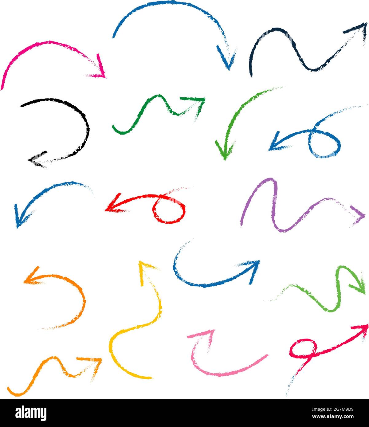 Set of hand drawn arrow doodles on white background illustration Stock ...