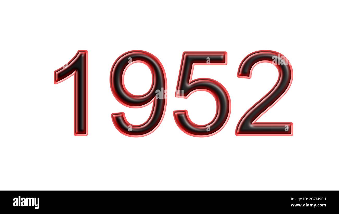 red 1952 number 3d effect white background Stock Photo - Alamy