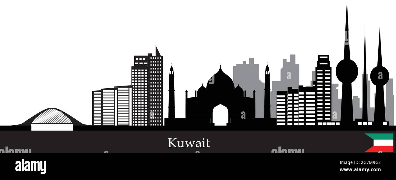 Kuwait city aerial view Stock Vector Images - Alamy