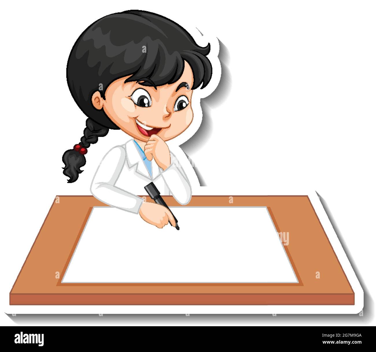 Girl Writing Clip Art