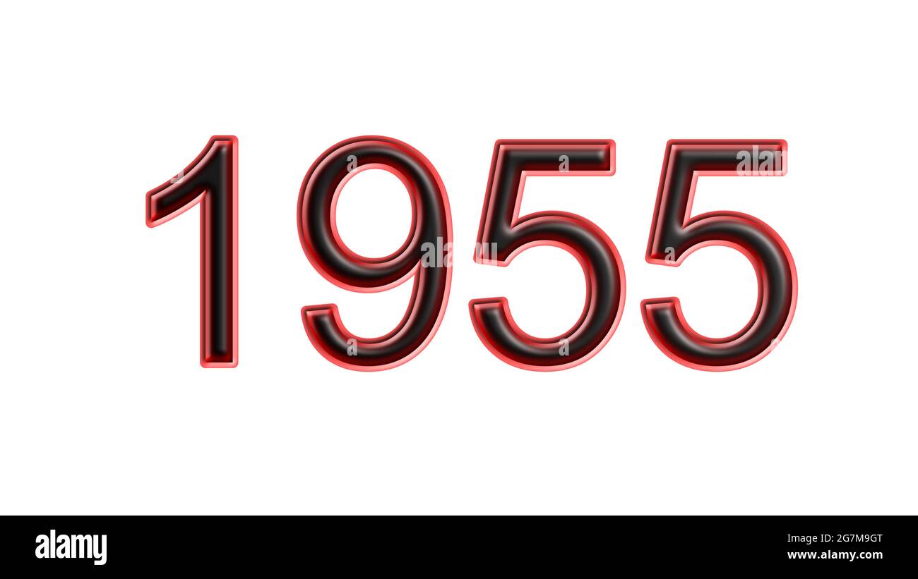 red 1955 number 3d effect white background Stock Photo - Alamy