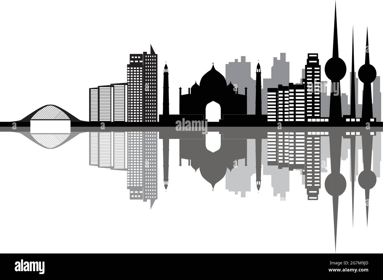 Kuwait skyline with mosque Stock Vector Image & Art - Alamy