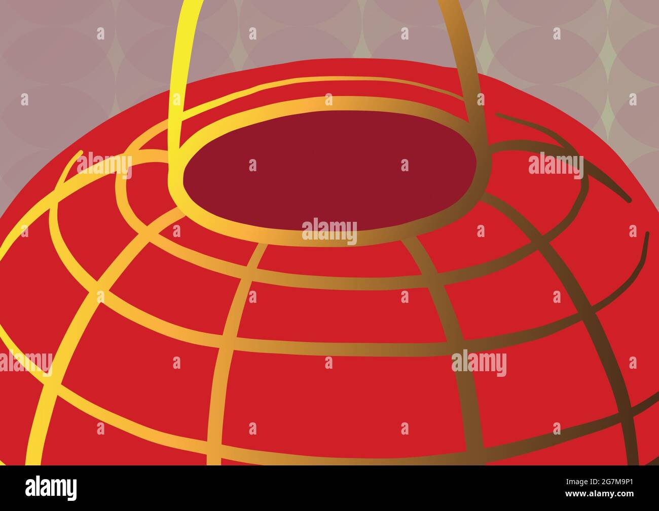 Red lantern design against circles in seamless pattern on grey ...