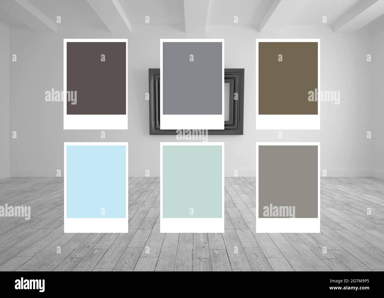 Multiple color shades against view of empty living room Stock Photo - Alamy