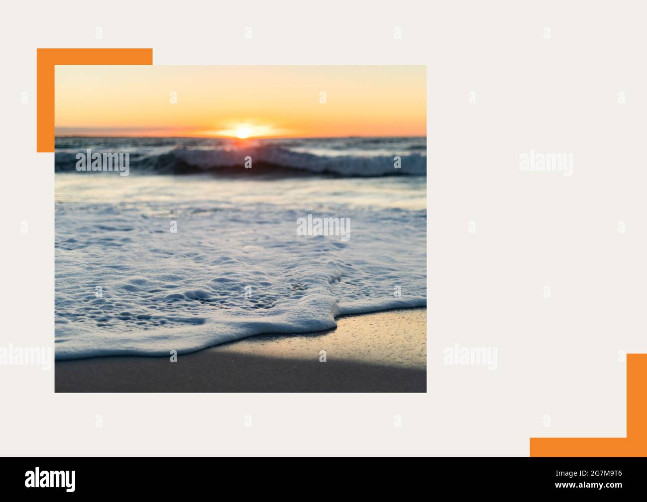 Photograph of sea and sunset at the beach against grey background Stock ...