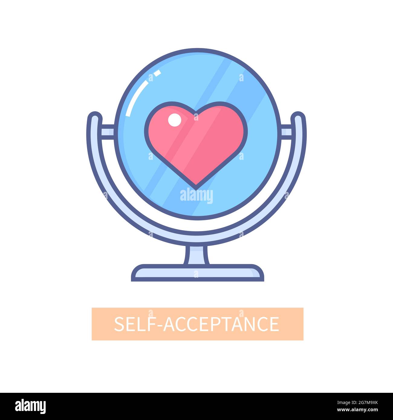 Self-acceptance - vector line design single isolated icon on white ...