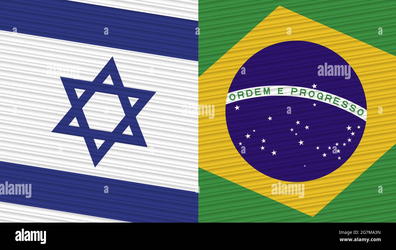 Brazil and Israel Two Half Flags Together Fabric Texture Illustration ...
