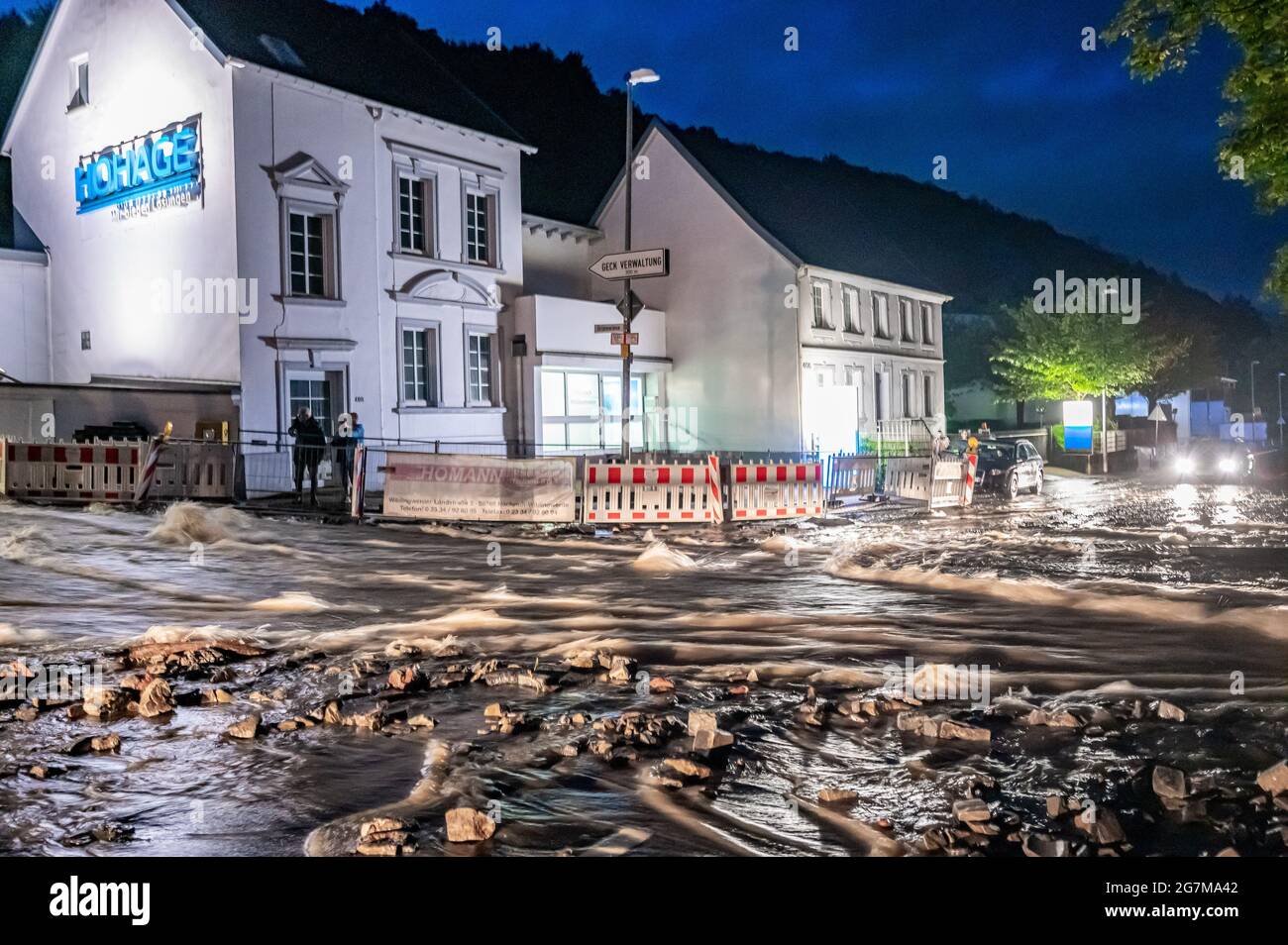 Altena, Germany. 15th July, 2021. Flooded streets in Altena after heavy ...