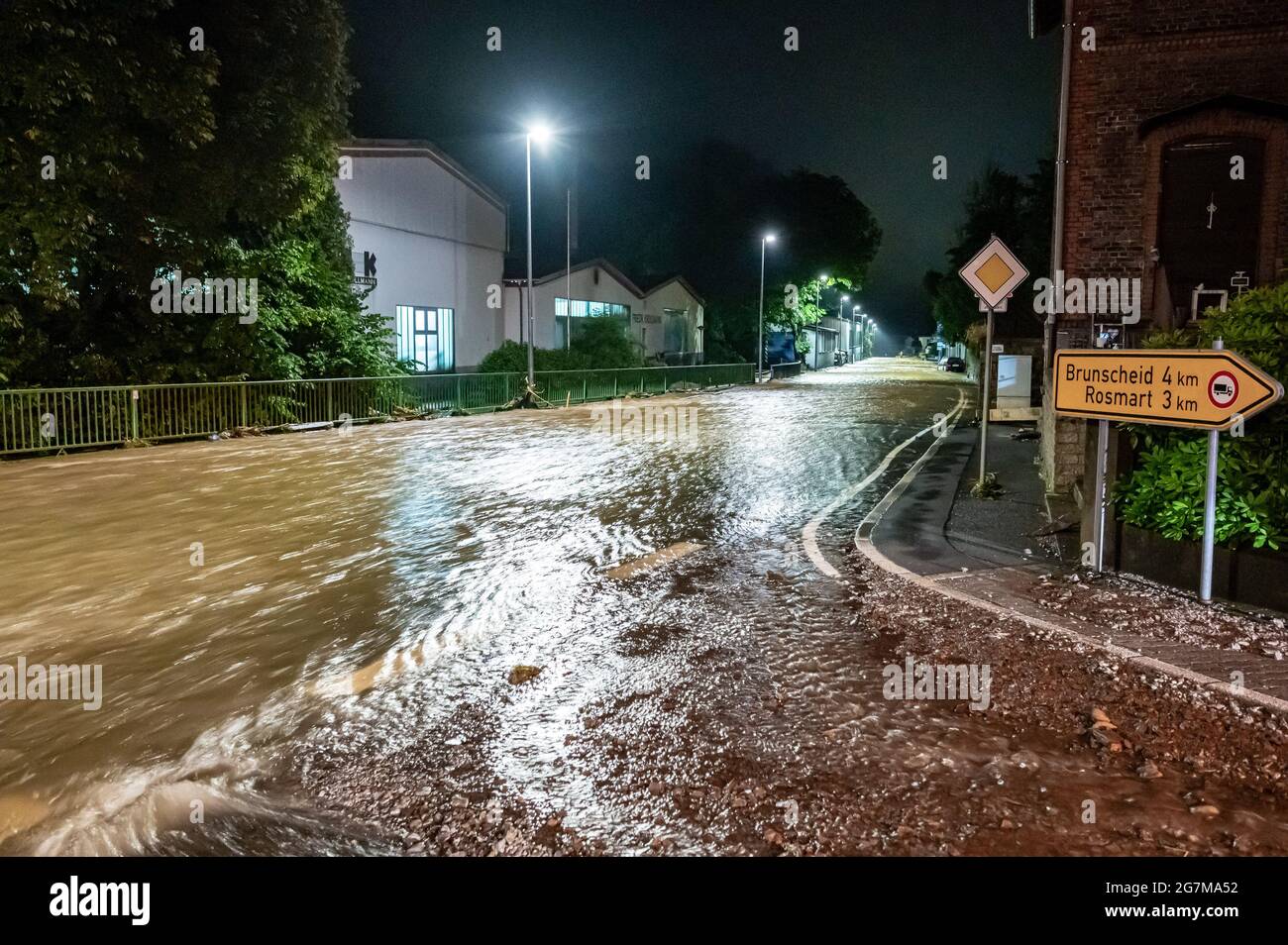Altena, Germany. 15th July, 2021. Flooded streets in Altena after heavy ...