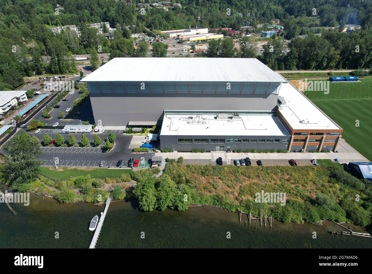 An aerial view of the Virginia Mason Athletic Center, Wednesday, July ...