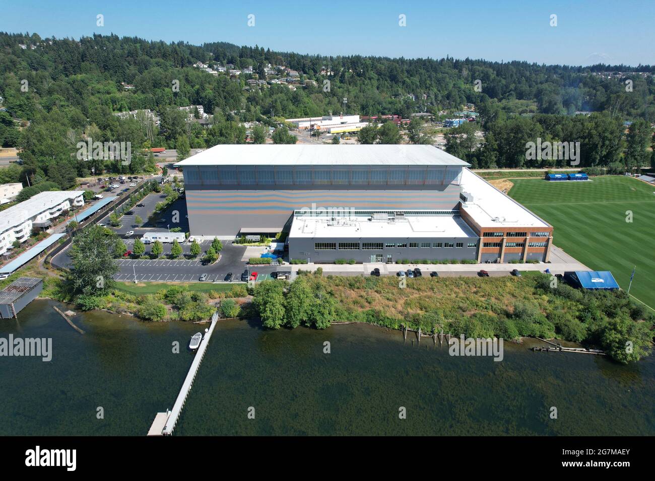 An aerial view of the Virginia Mason Athletic Center, Wednesday, July ...