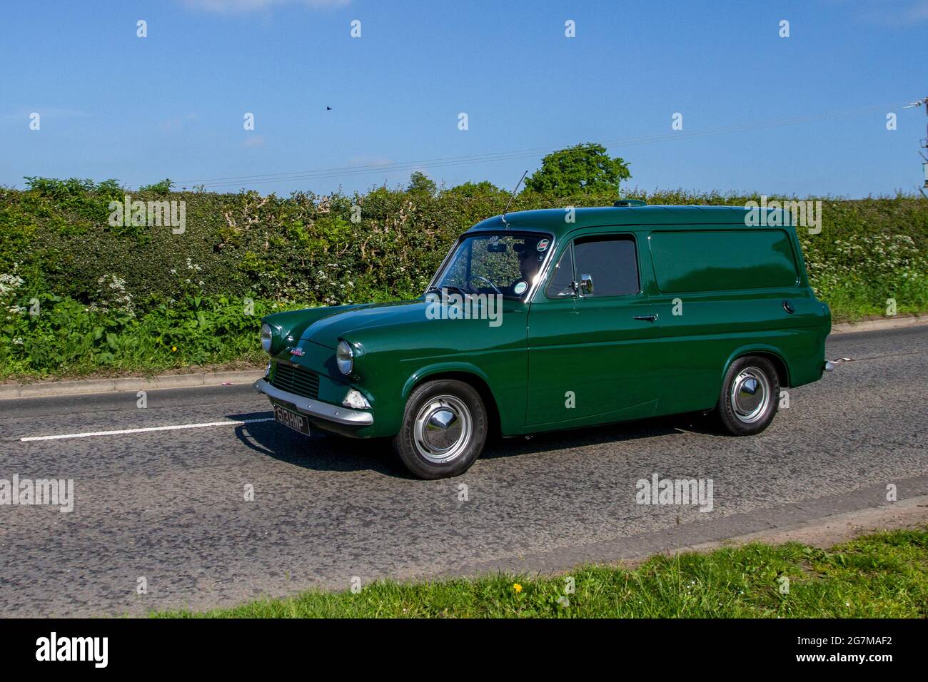 1962 60s green Ford Anglia van 2000cc en-route to Capesthorne Hall ...