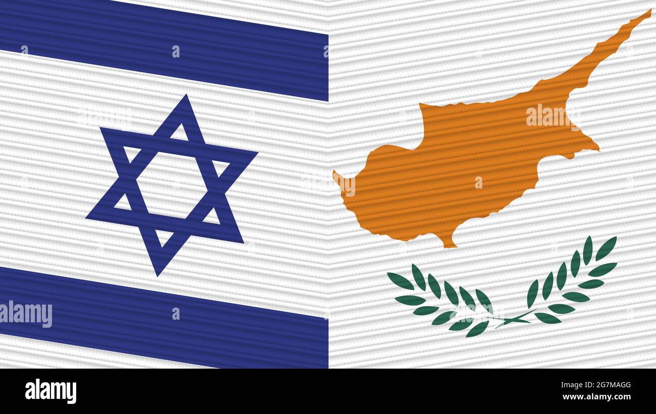 Cyprus and Israel Two Half Flags Together Fabric Texture Illustration ...
